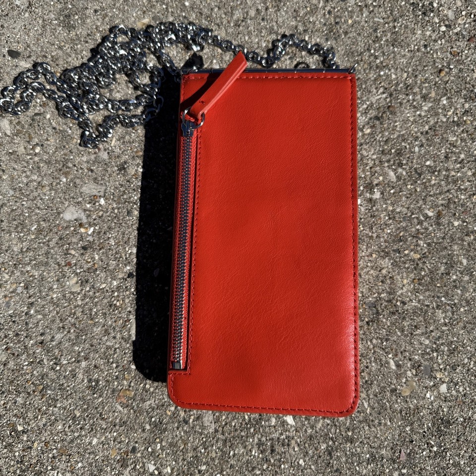 Thacker Nora Phone Wallet Crossbody Bag Burnt Orange Leather Silver ...