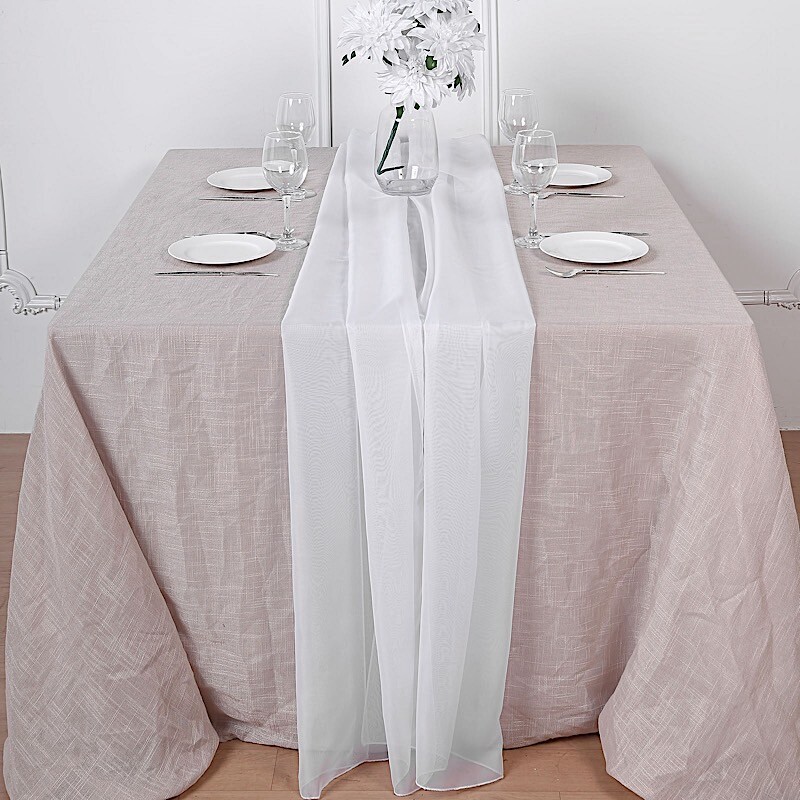 35 White 72" Premium Chiffon Extra Long Table Runners Wedding Party ...