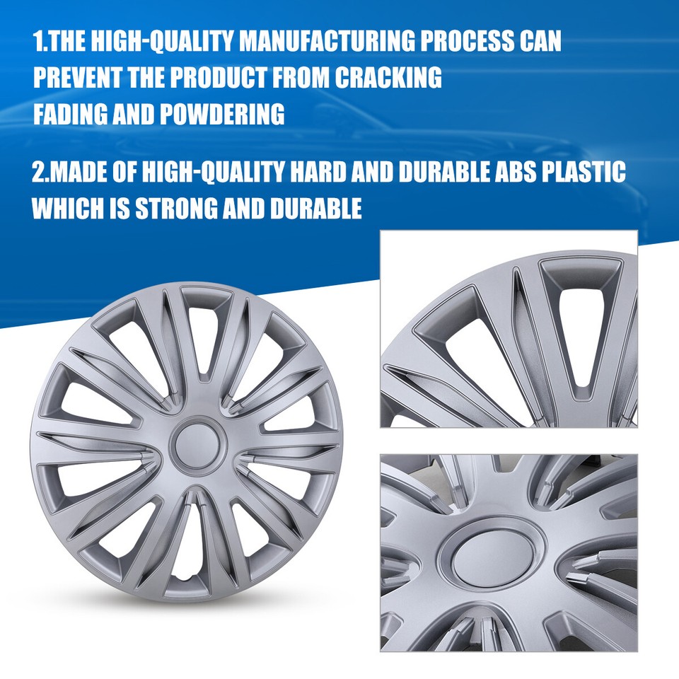 14"-16" Set of 4 Wheel Covers Snap On Full Hub Caps R14 R15 R16 Tire ...