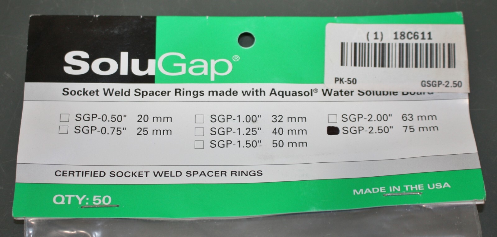 (50) Aquasol SoluGap Socket Weld Spacer Rings SGP-2.50", for 2-1/2 ...