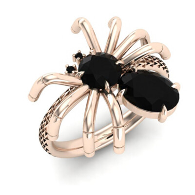 Anniversary Gift 1.50Ct Black Diamond Spider Ring 14K Rose Gold plated ...