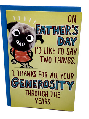 Hallmark FATHER'S DAY Card DAD FUNNY DOG PUG Pop Out Hand 5.5x8 Son ...