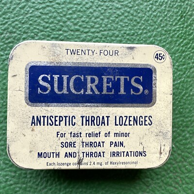 45 Cent- VINTAGE SUCRETS THROAT LOZENGES TIN, CONTAINER | eBay