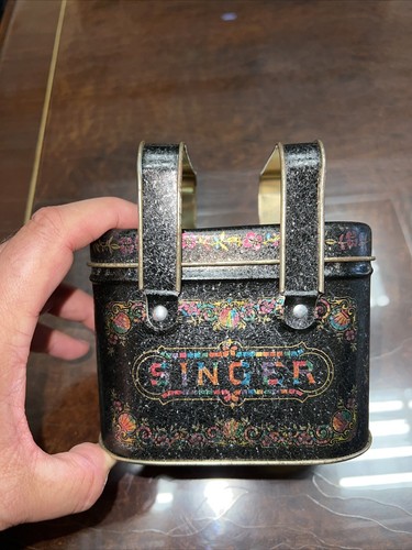 Vtg Singer Sewing Machine Metal Tin w/ Handles Bristol Ware Rainbow ...
