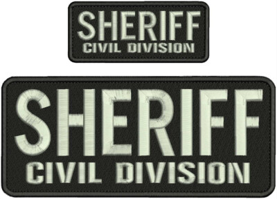 Sheriff Civil Division embroidery patches 4x10 and 2x5 hook black ...