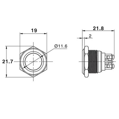 (Green) Metal Push Button Switch Stainless Steel Button Switch 16mm ...