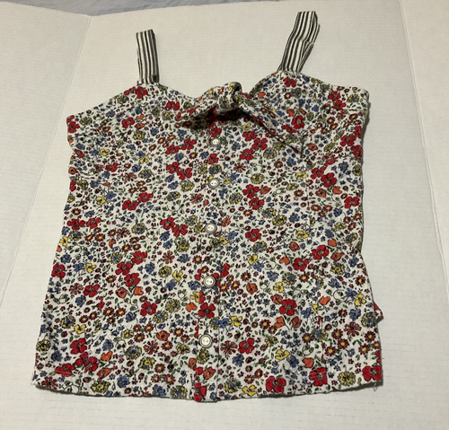 Anthropologie Postage Stamp 9-H15 STCL Tie Front Floral Sleeveless Top ...