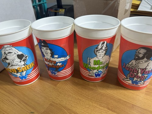 Vtg 7-11 Big Gulp Wrestling Cup 1985 WWF TITAN SPORTS Seven Eleven Set ...