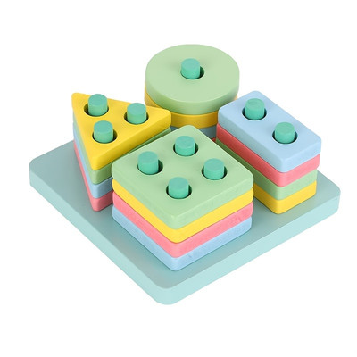 1 set Montessori Geometric Shape Color Cognitive Matching Blocks ...