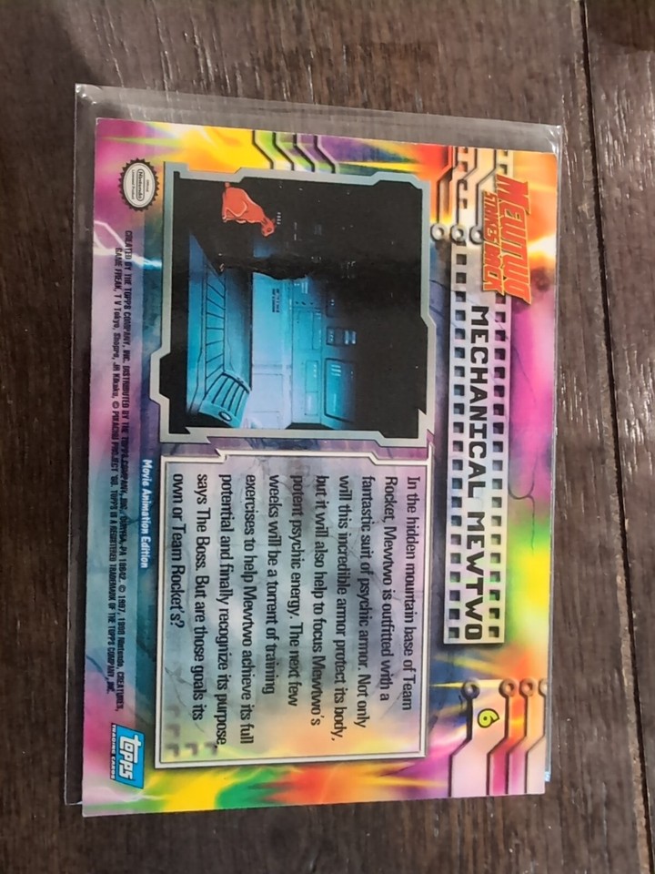 TOPPS Mewtwo Strikes Back Movie Non Holo Mechanical Mewtwo #6 Blue logo ...