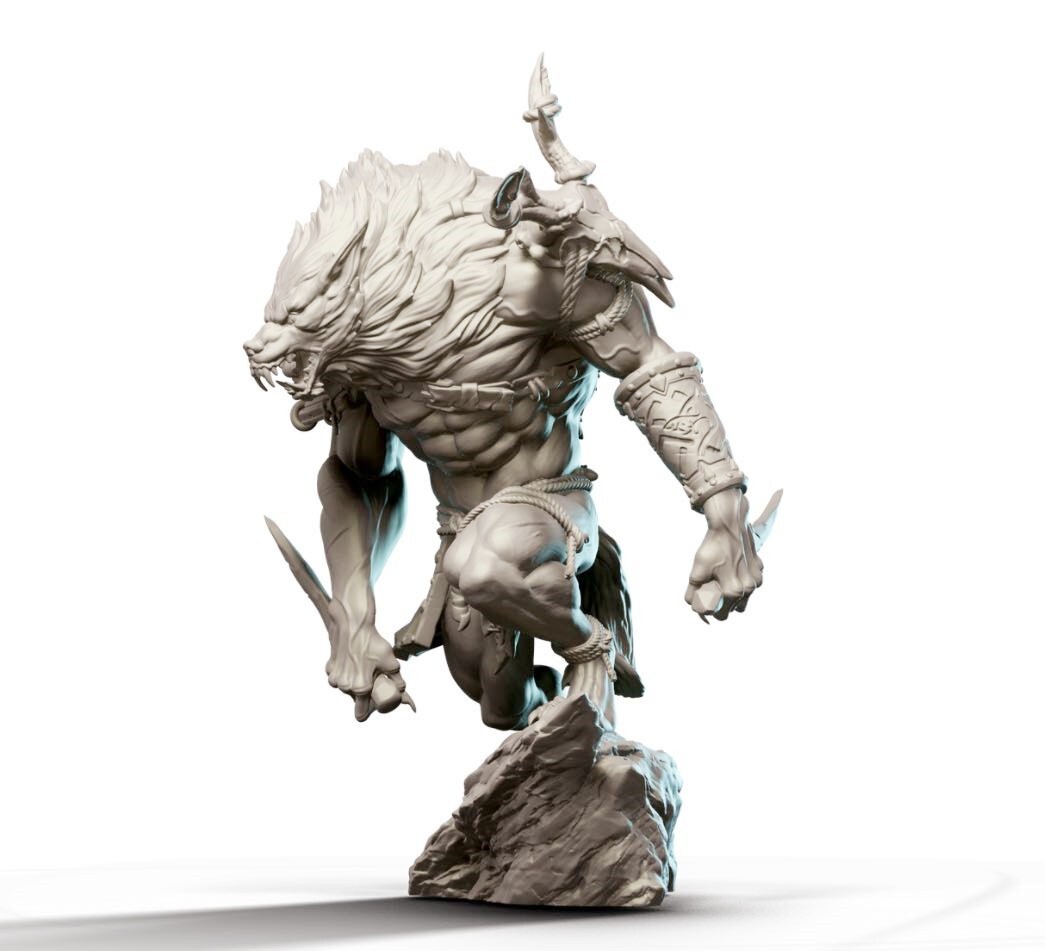 1/24 resin figures model H/105mm Werewolf Warrior W/Base Unassembled ...