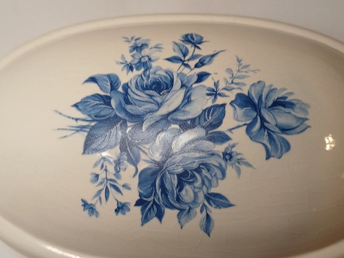 Vintage 1976 Duncan Enterprises Ceramic White with Blue Roses Lidded ...