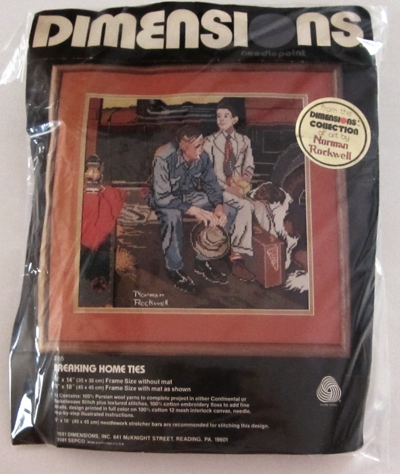 Vintage Dimensions BREAKING HOME TIES Needlepoint KIT Norman Rockwell ...