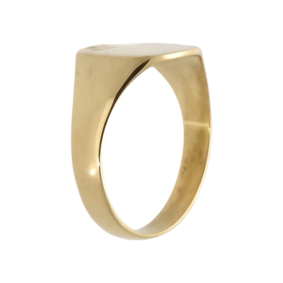 Pre-Owned 9ct Yellow Gold Part Patterned Signet Ring Size: X 9ct gold ...