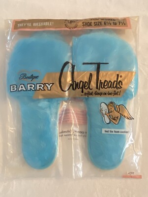 Vintage Angel Treads Peep Toe Fuzzy Slippers House Shoes 6.5-7.5 RG ...