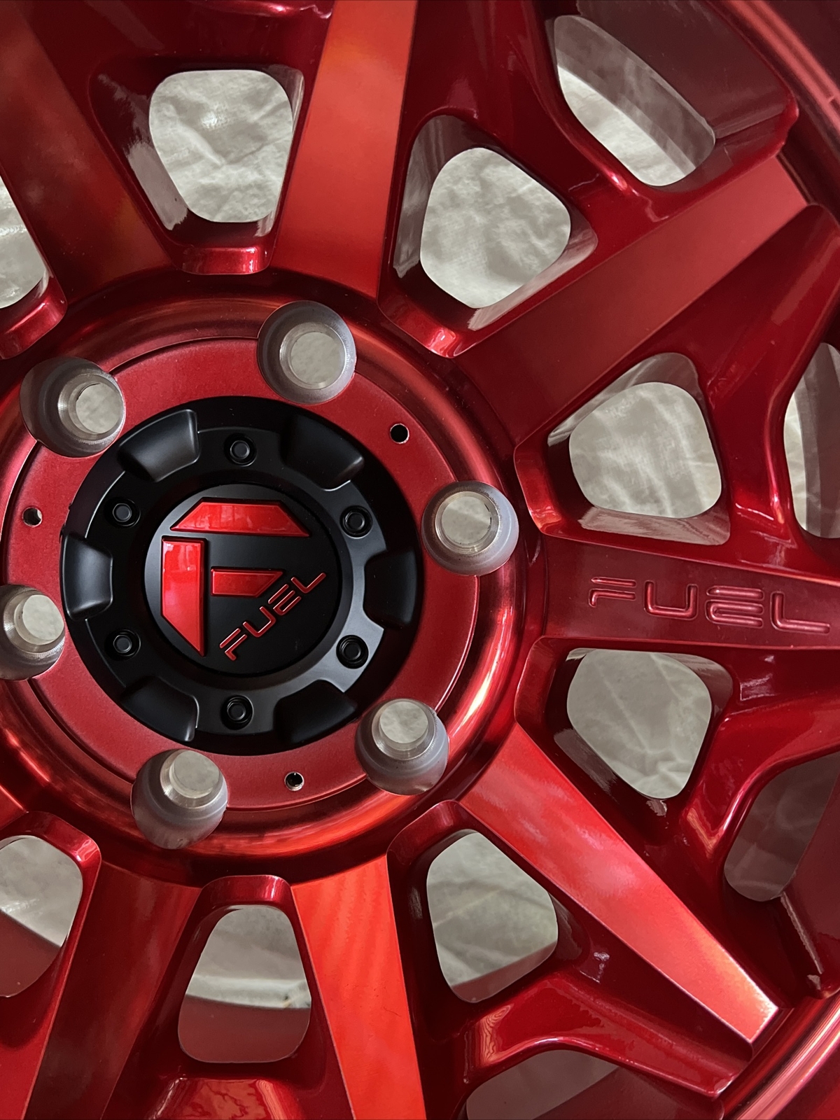 (4) 17X9 FUEL COVERT D695 CANDY RED WITH BLACK RING OFF-ROAD RIMS ...
