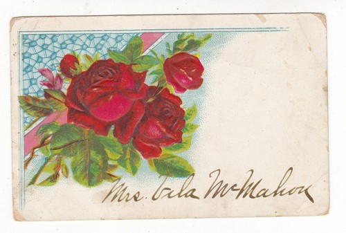 c1910 BEATTIE KANSAS MRS VILA MCMAHON ROSE CARD VINTAGE POSTCARD KS OLD ...