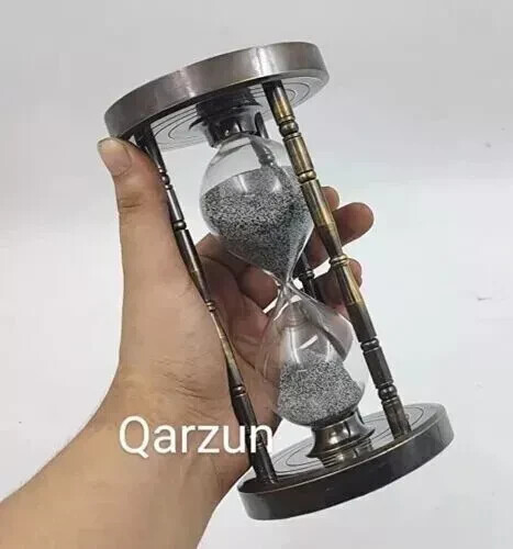 Nautical Brass Sand Timer Chess Maker Maritime Antique Heavy Old Clock ...