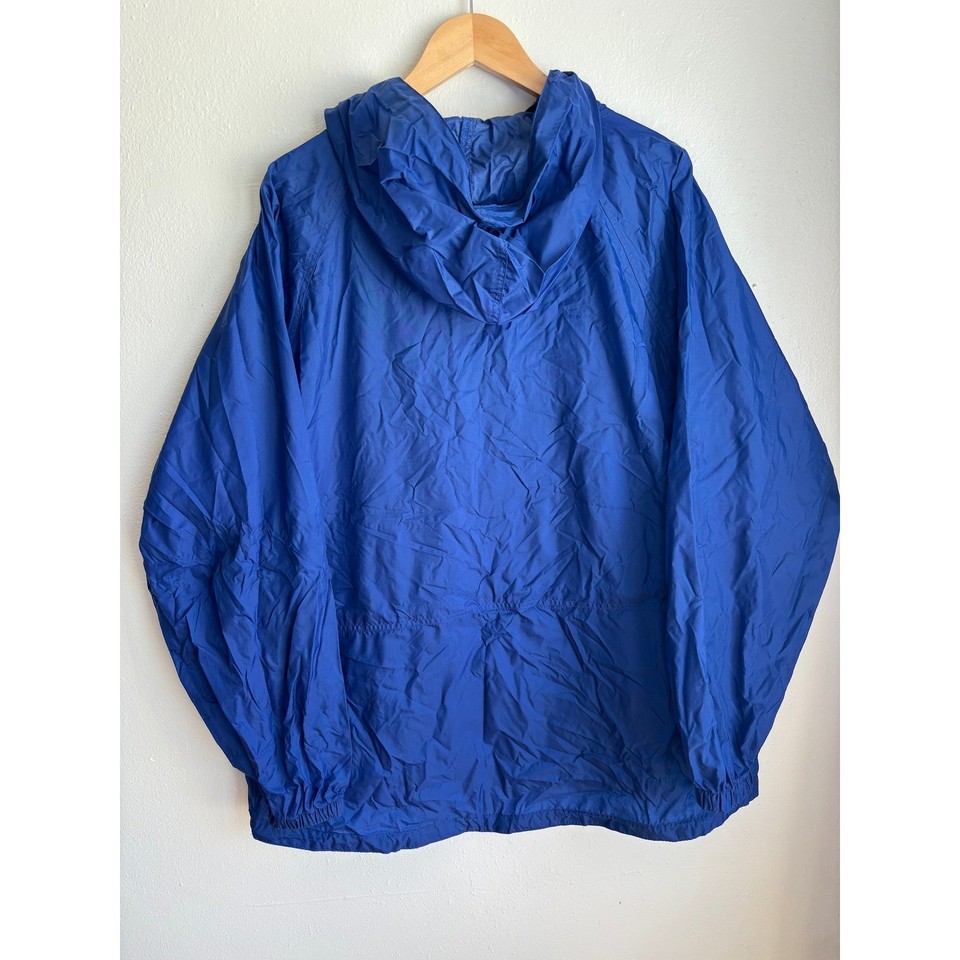 Woolrich Mens Cobalt Blue Anorak Windbreaker Hooded Half Zip Jacket XL ...