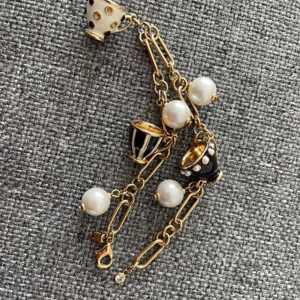 Kate Spade Charm Bracelet Tea Cups Pearls | eBay