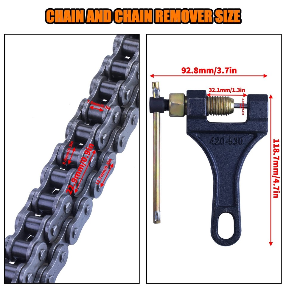 428 Motorcycle Chain+ Chain Breaker,114-links Heavy Duty Drive Chain ...