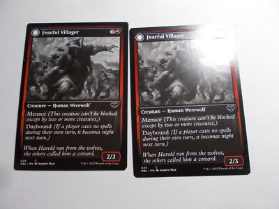 Fearful Villager Fearsome Werewolf x2 MTG Double Feature Red Common ...