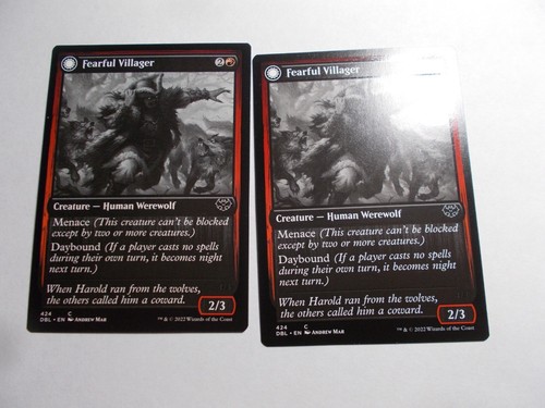 Fearful Villager Fearsome Werewolf x2 MTG Double Feature Red Common ...