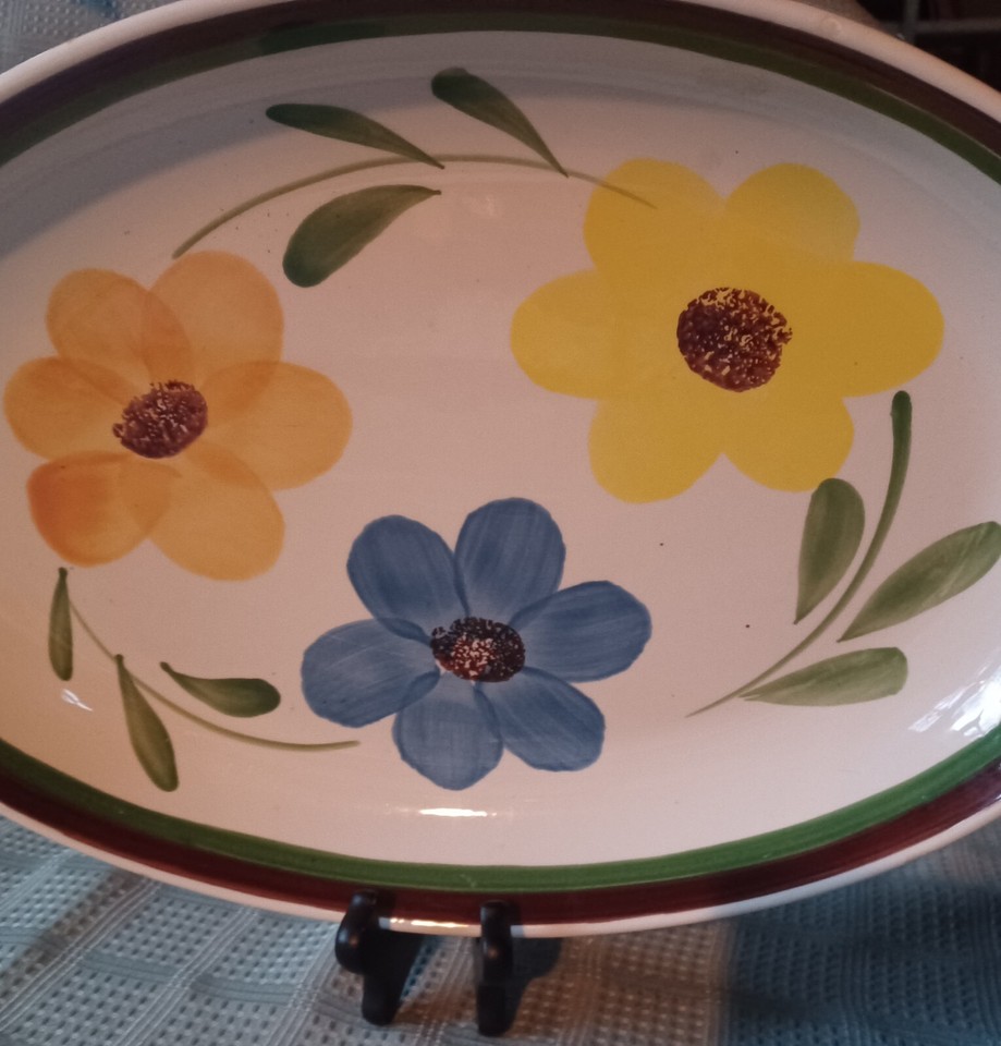 Large VillaWare Floral Platter Plate Ceraminter Made In Italy 15 1/2" L ...
