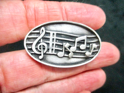 Vintage "JJ" Pewter Musical Note Brooch & Clef Earrings | eBay
