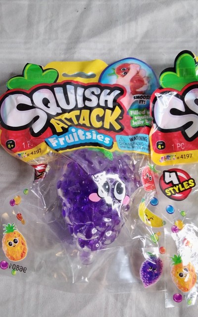 4 JA-RU Squish Attack Fruitsies Grape Banana Strawberry & Pineapple ...