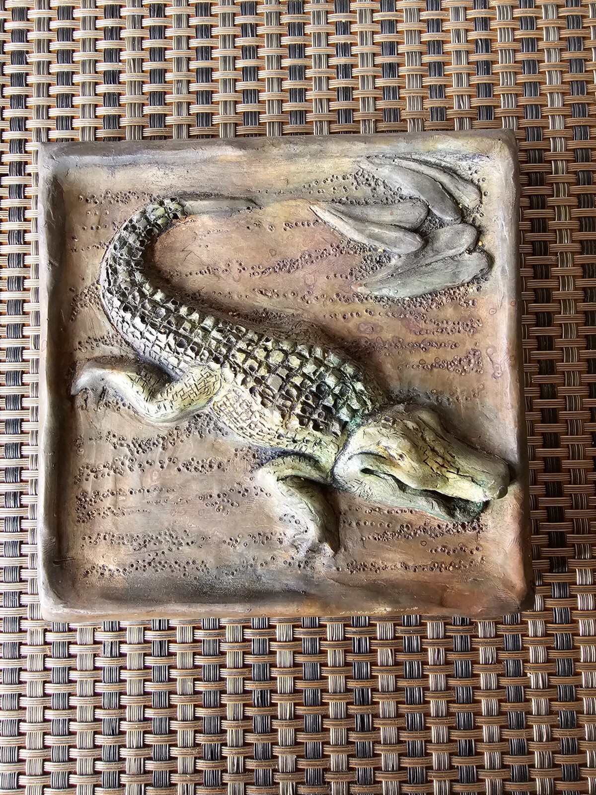 OOAK Studio Alligator Sculpture Tile Signed SC 03 Wall Decor 6" x 6 ...