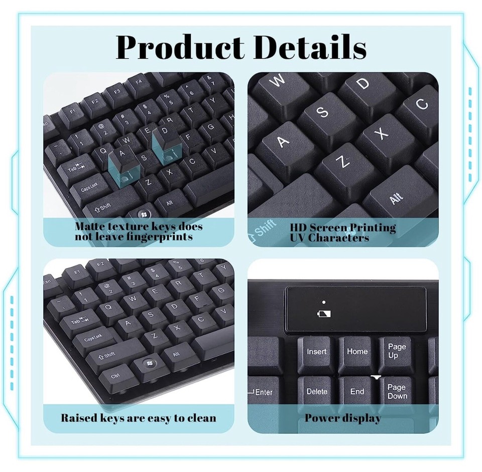 TECLADO Y MOUSE INALAMBRICO,Wireless Standard Keyboard , Mouse Combo ...