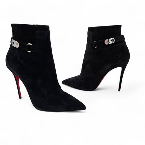 Christian Louboutin Lock So Kate 100 Heel Ankle Boot Black Suede Size ...