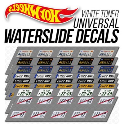 Hot Wheel LICENSE PLATE Custom White Toner Universal WaterSlide Decal 1 ...