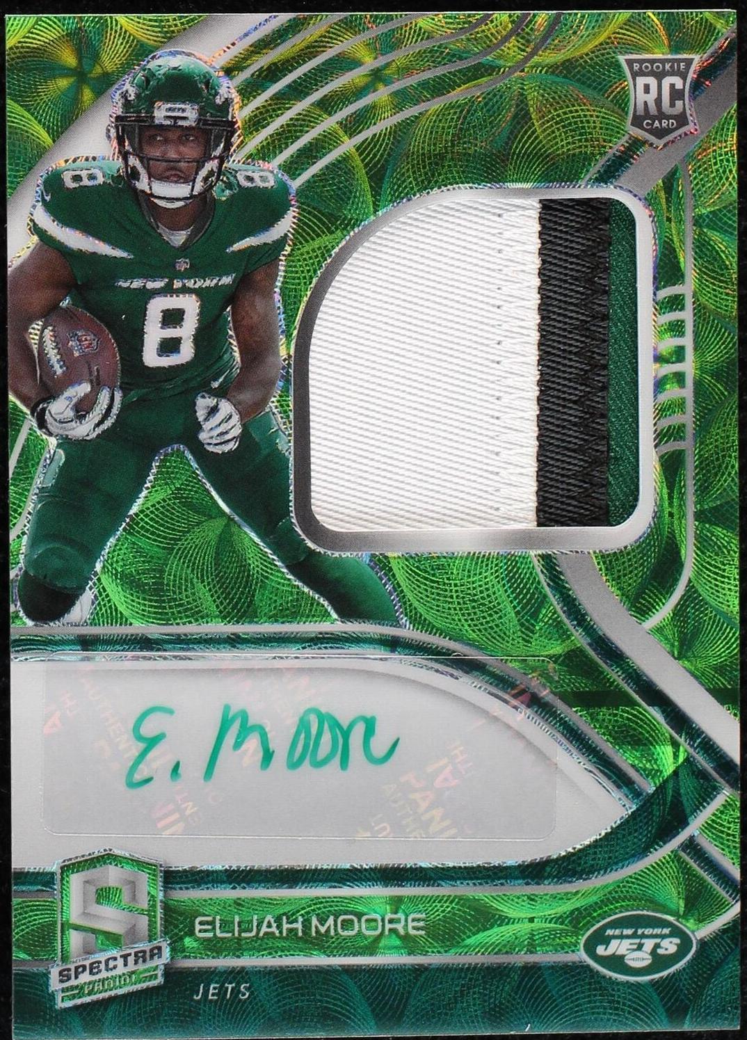 2021 Panini Spectra - Rookie Patch Autographs Elijah Moore #221 Neon ...