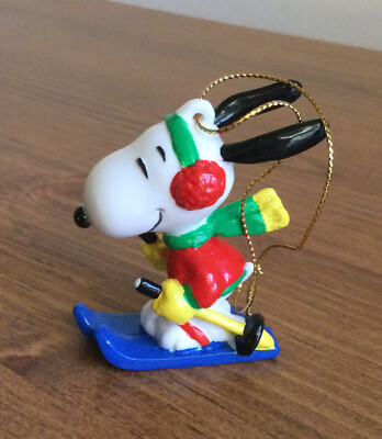 Peanuts SNOOPY SKIS Skiing Poles Earmuff Sweater Christmas Ornament ...