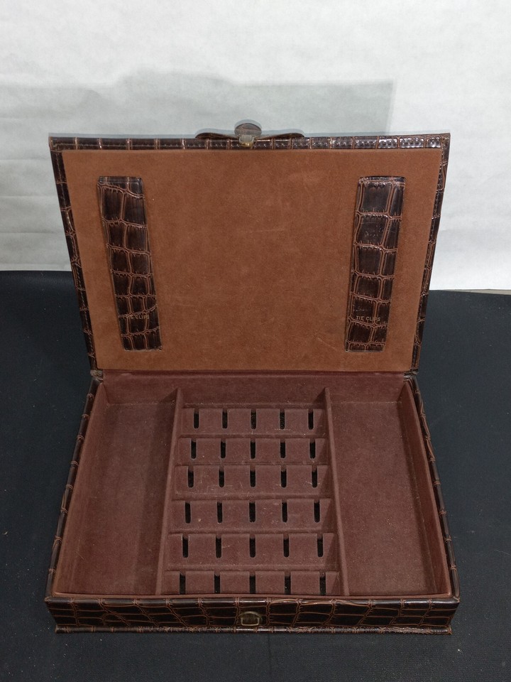 Vintage Hickok Jewelry Box Brown Faux Alligator Leather Skin Storage ...