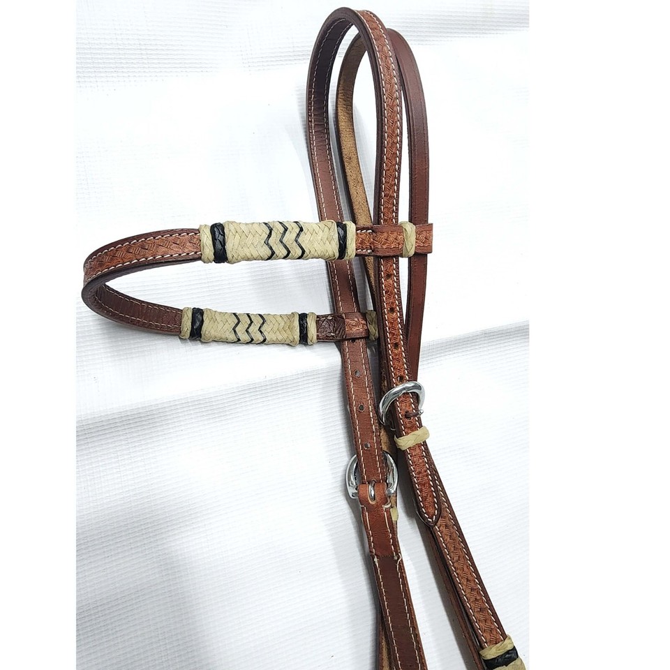 Western Browband Leather Bridle w/Rawhide in Different colors | eBay