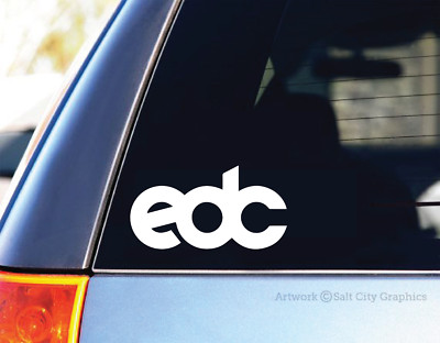 New EDC Logo White Vinyl Decal Sticker EDM Dance Car Laptop Trance DJ ...