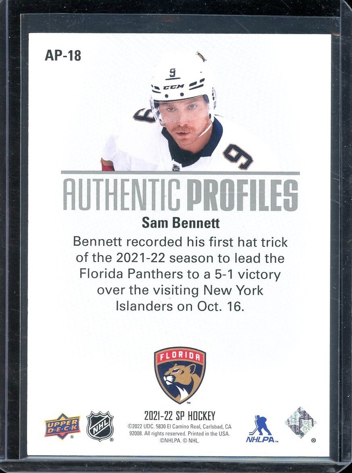 2021/22 Upper Deck SP Authentic Profiles Sam Bennett #AP-18 /1199 | eBay