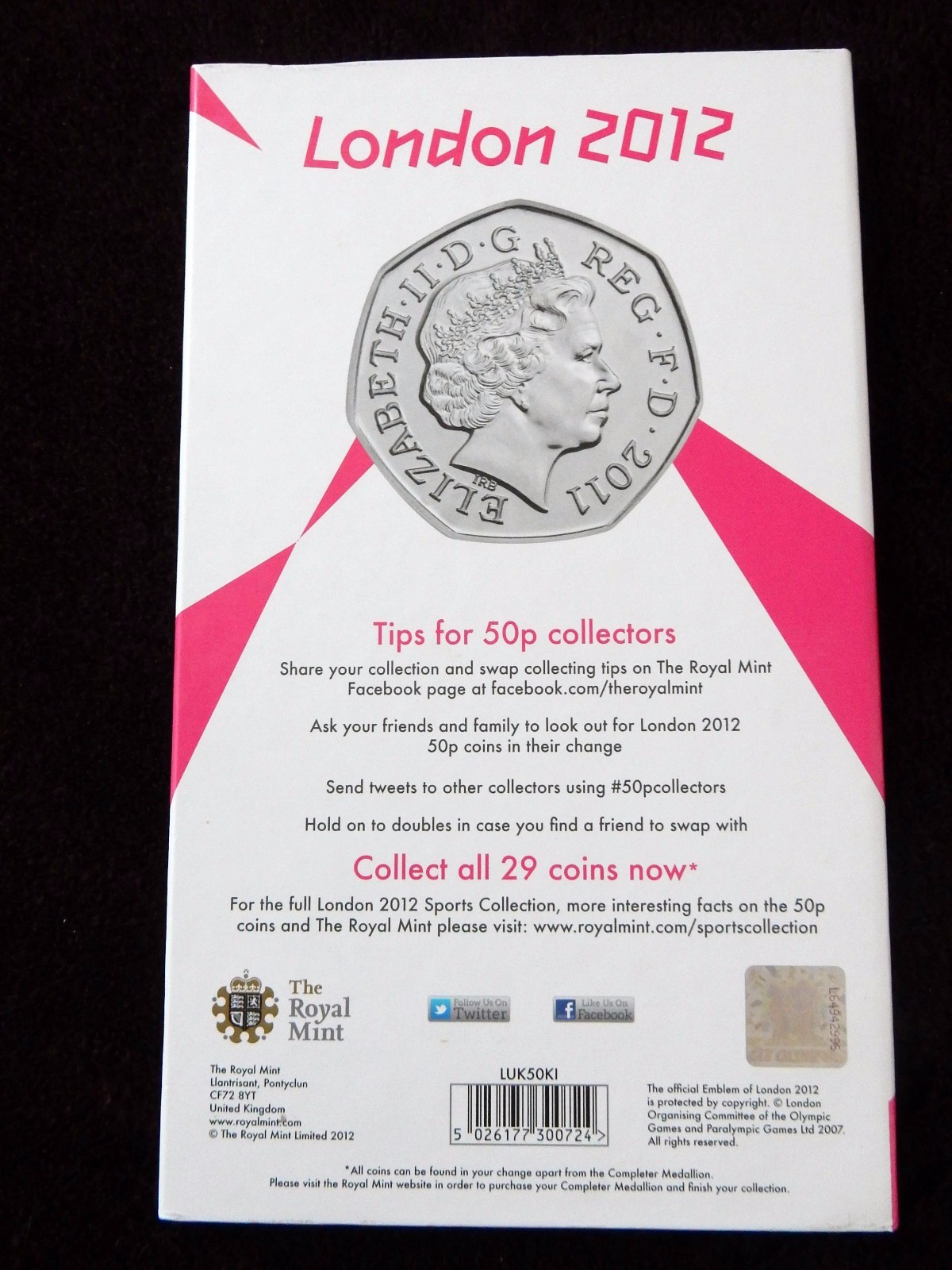 FULL Official London 2012 Olympic 50p Coin Collection Album + Completer ...