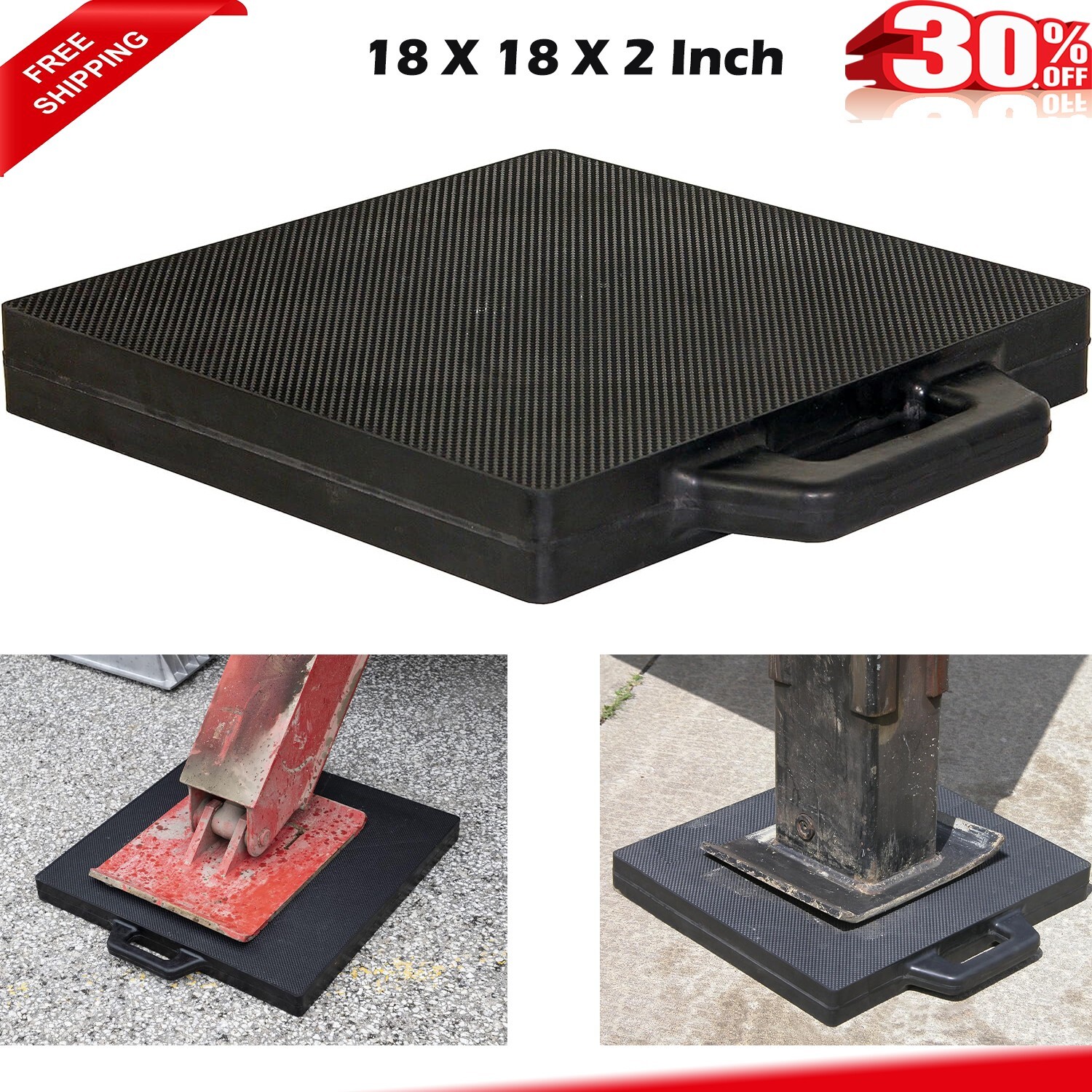 Rubber Outrigger Pad, 18X18X2 Inch, Crane Pad with Textured Surface And ...