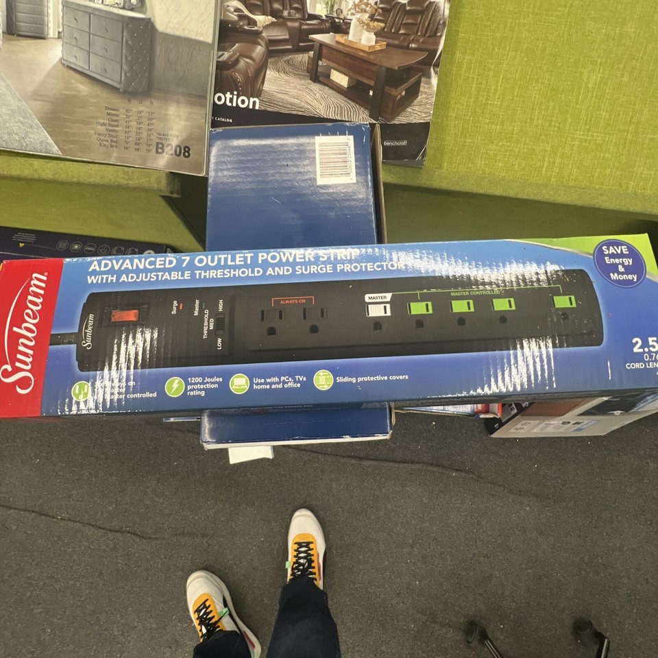 Sunbeam Advance 7 Outlet Power Strip With Surge Protector | eBay