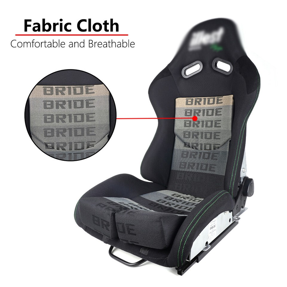 2X BRIDE Seats Low Max Racing Seats Black Adjustable Backrest w/ Slider ...