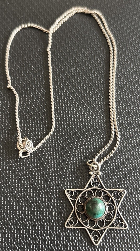 Vintage Filigree Sterling Silver Eilat Star David Necklace Lisner 15 ...