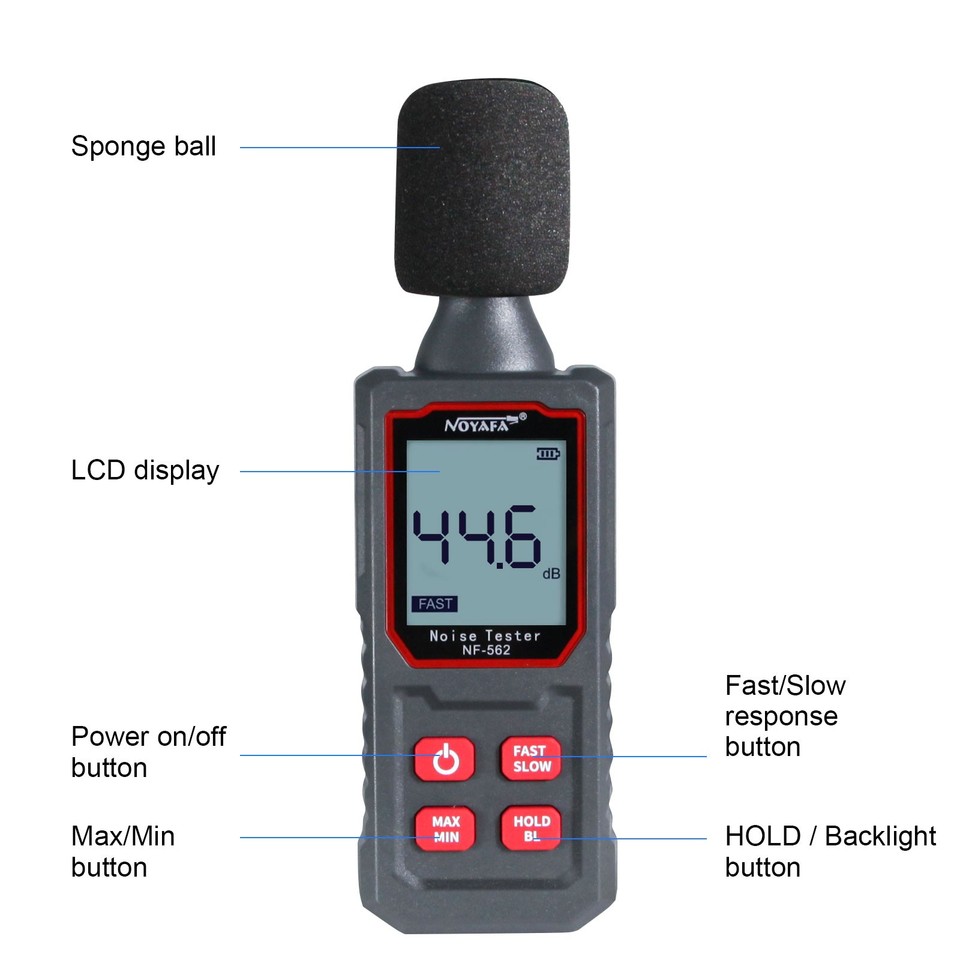 Digital Decibel Meter 30-130 dBA Noise Meter Handheld Sound Level A ...