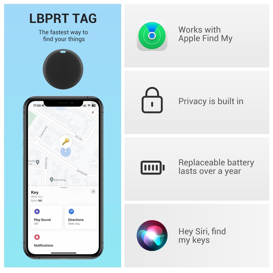 Apple MFi Certified Air Tracker Tag 4 Pack, Smart Bluetooth Item Finder ...