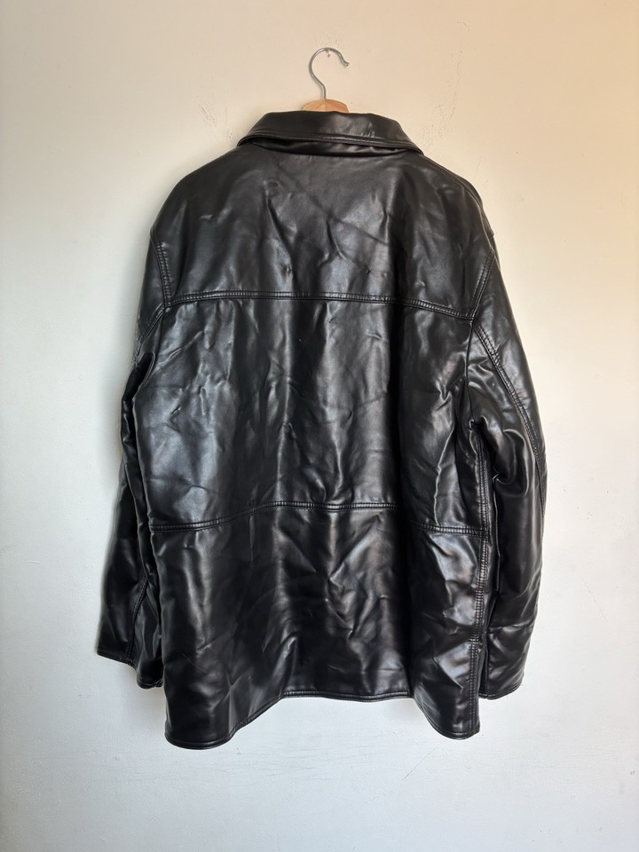 Emporio Collezione Armani Style Black Leather Jacket Coat- Size XL | eBay