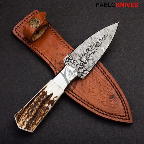 CUSTOM HANDMADE PUGIO DAMASCUS STEEL DAGGER With Stag Horn Handle | eBay