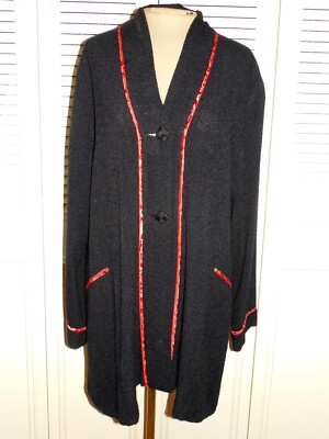 Fiber Artist JUDITH BIRD Art To Wear Black Duster Jacket - M ...